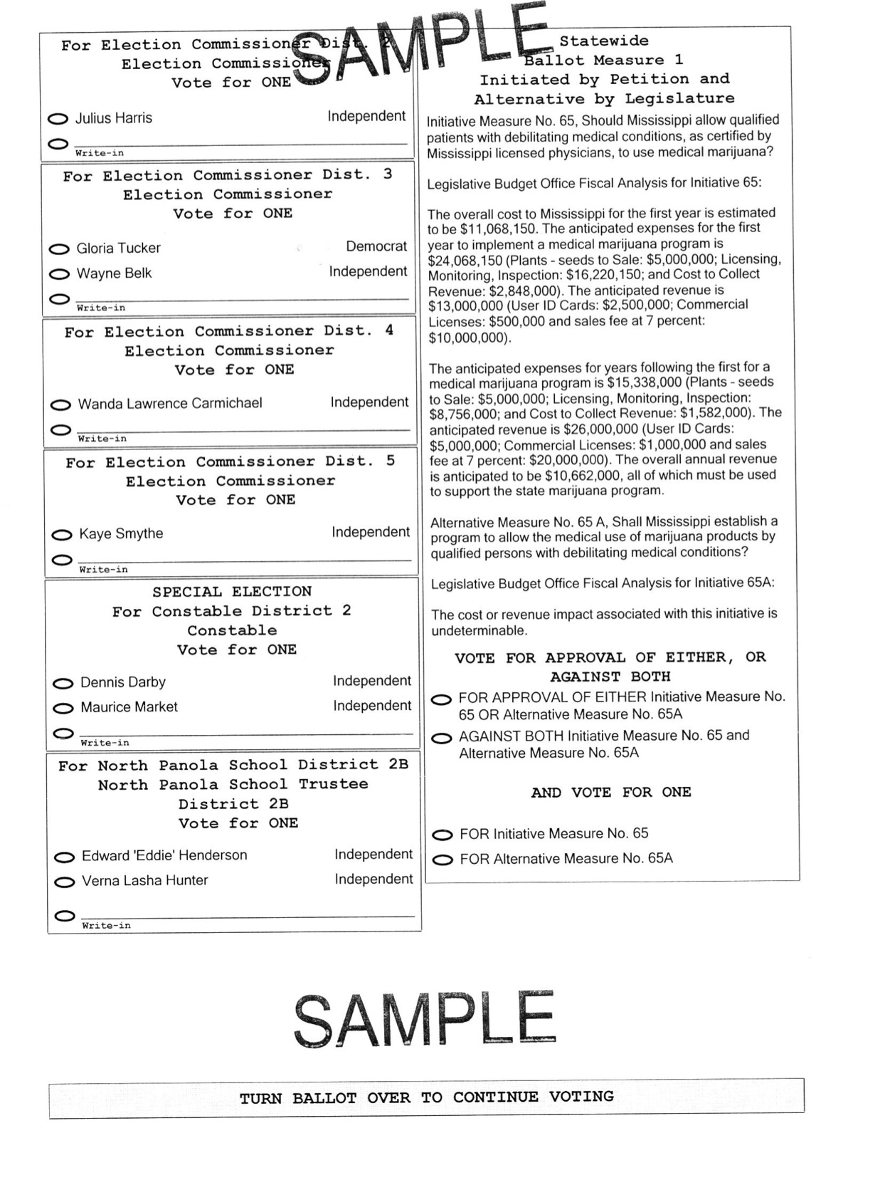Sample Ballot for 2020 General Election | The Panolian